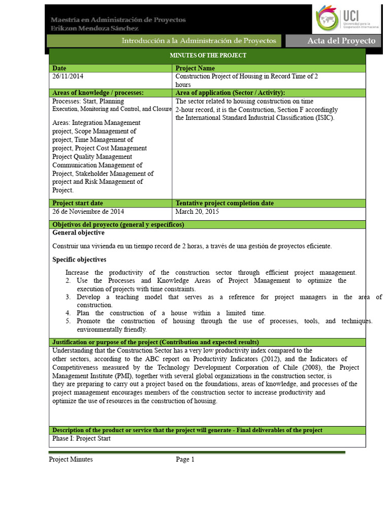 Charter Individual House Construction | PDF | Project Management ...