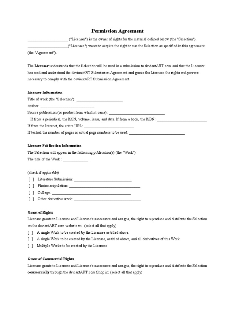 Permission Agreement | PDF | Defamation | License