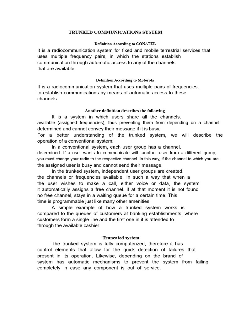 trunked systems | PDF | Telecommunications | Communications System