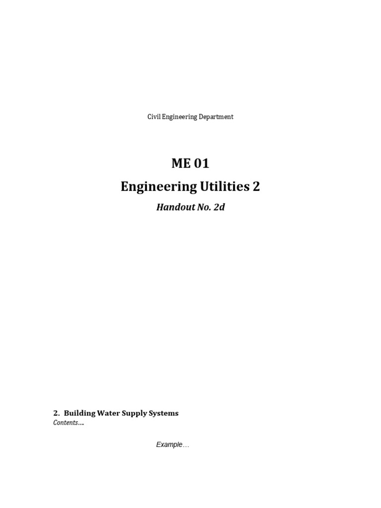 Engg Utilities 2 Handout No2d | PDF | Hydraulic Engineering | Plumbing