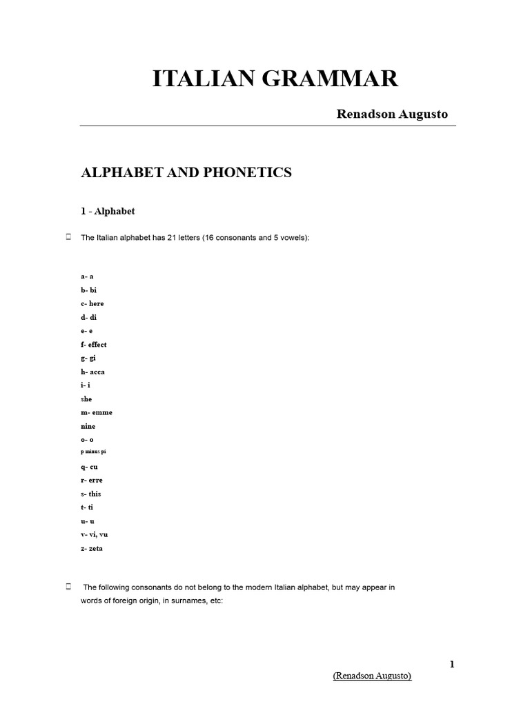 Italian Grammar PDF | PDF | Grammatical Gender | Adjective