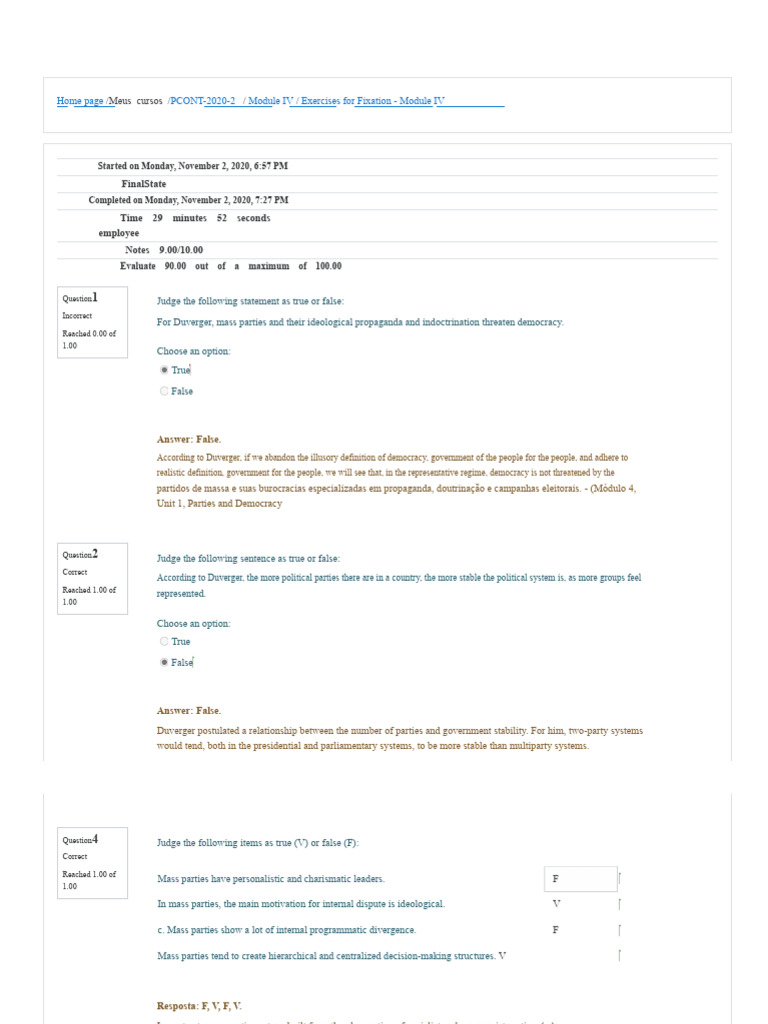 Contemporary Politics - Consolidation Exercises - Module IV | PDF ...