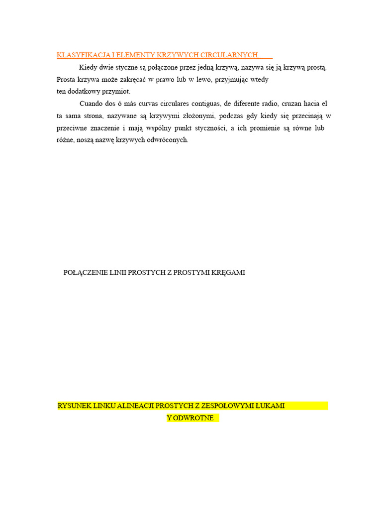 Klasyfikacja I Elementy Krzywych Okrągłych | PDF