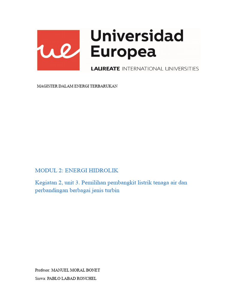 Perbandingan Turbin PLTA: Pelton, Francis, Kaplan | PDF