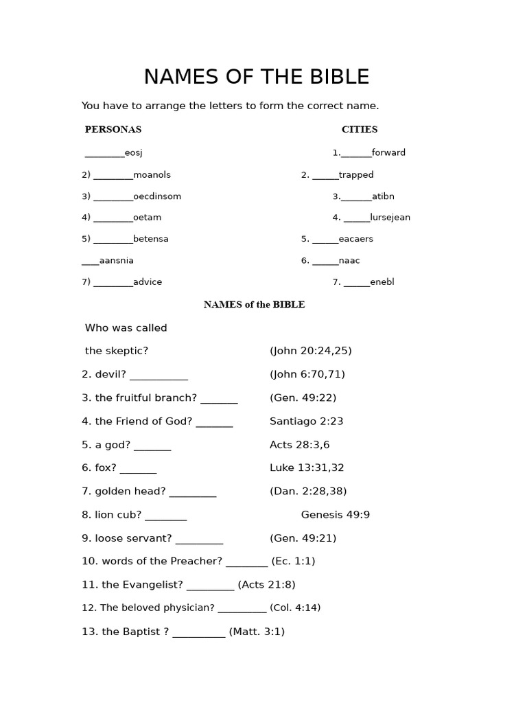 Dynamic - Names of The Bible | PDF