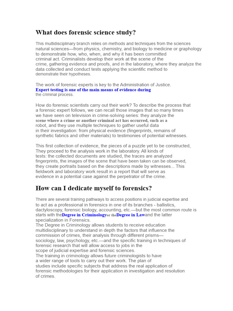 What does forensic science study? | PDF | Forensic Science | Science