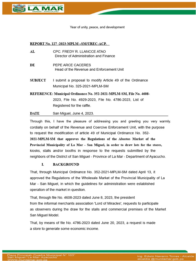 Report On The Modification of Ordinance N°352-2023 | PDF | Government ...