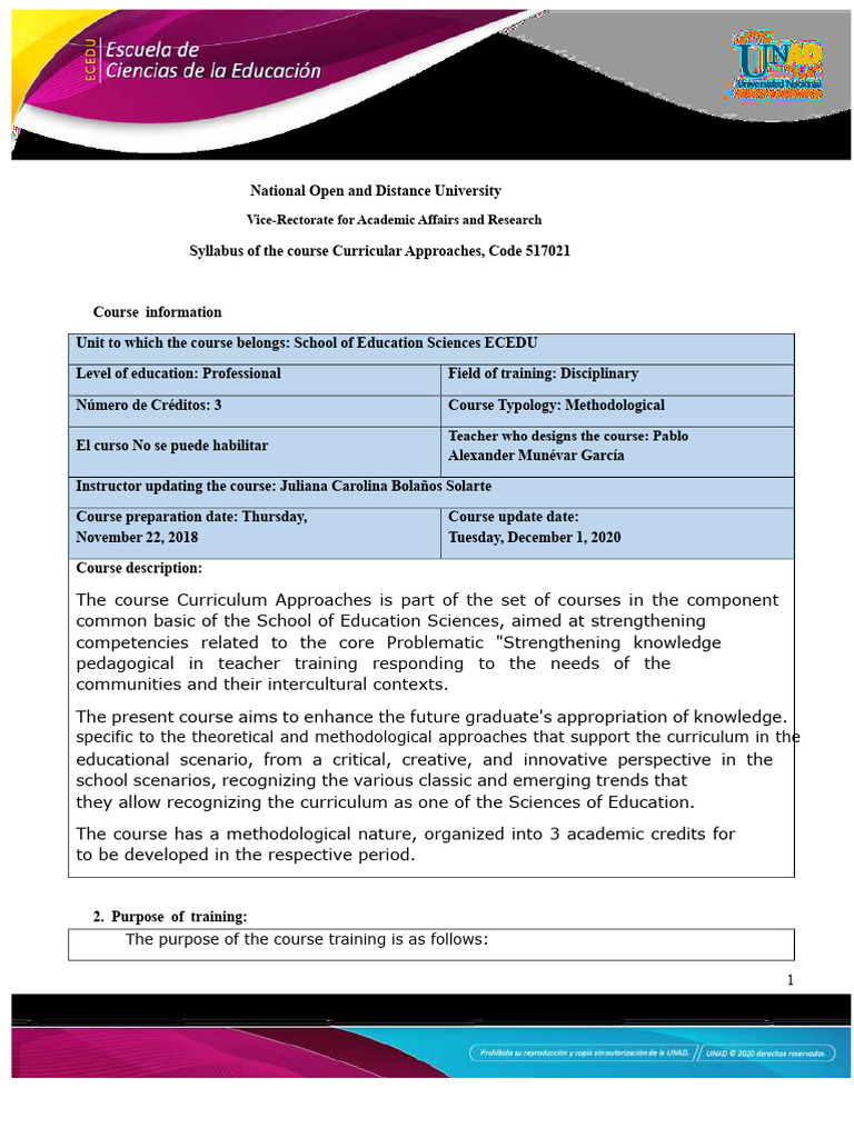 Syllabus of the course Curriculum Approaches | PDF | Curriculum | Pedagogy