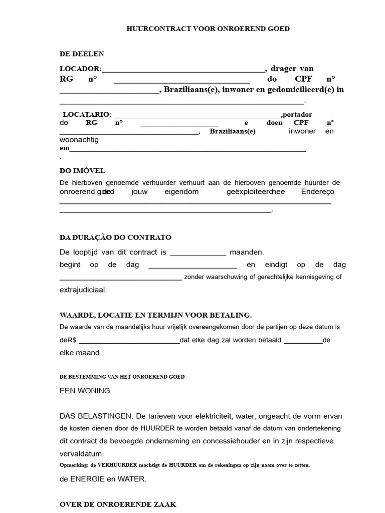 HUURCONTRACT - invullen | PDF