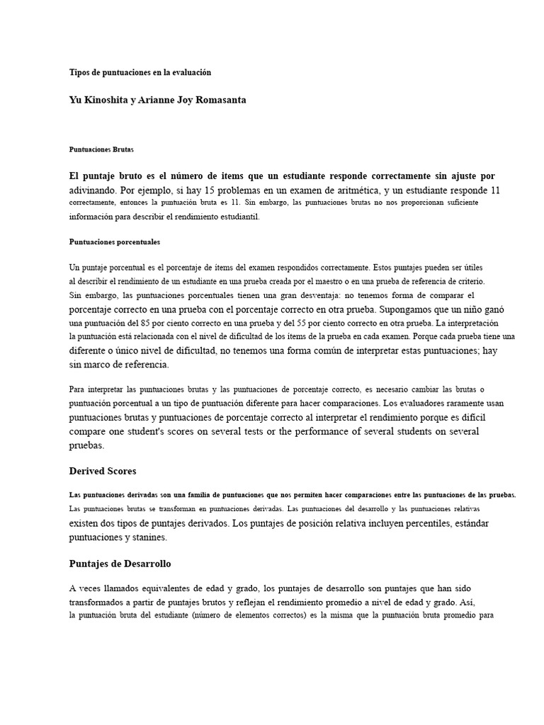 Tipos de puntuaciones en evaluación educativa | PDF | Cuantil ...