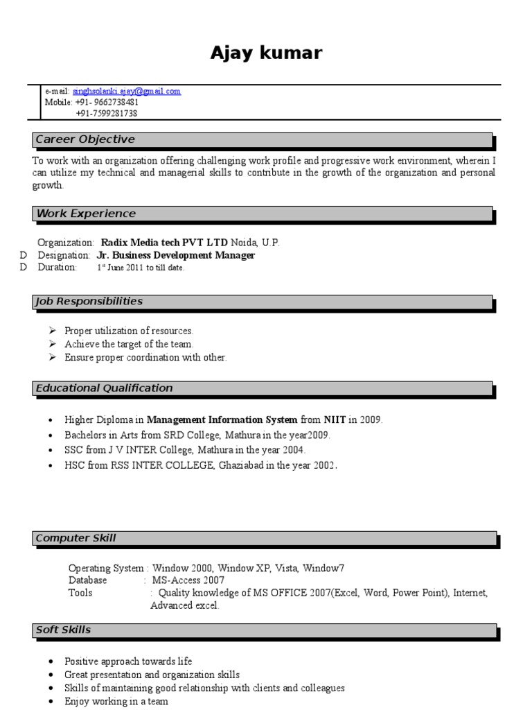 Ajay Kumar's Professional Resume | PDF | Career & Growth | Business
