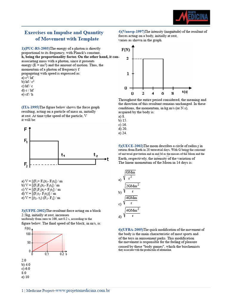 Physics - Exercises - Impulse - Momentum - Solution - Key PDF | PDF ...