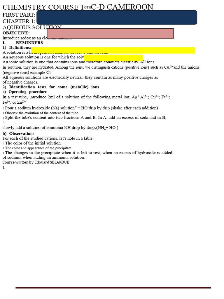 CHEMISTRY COURSE 10TH GRADE | PDF | Redox | Fertilizer