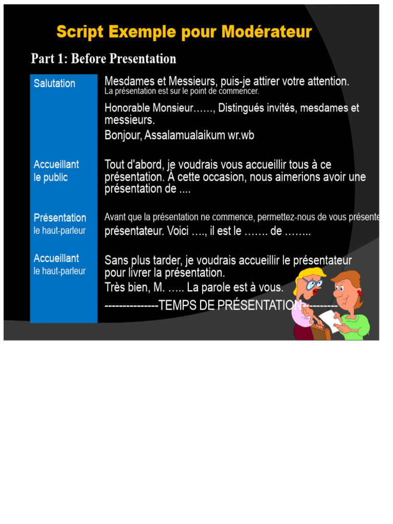 Script de Modération de Présentation | PDF