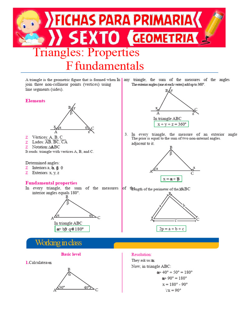 Exercises On The Properties of Triangles For Sixth Grade | PDF ...