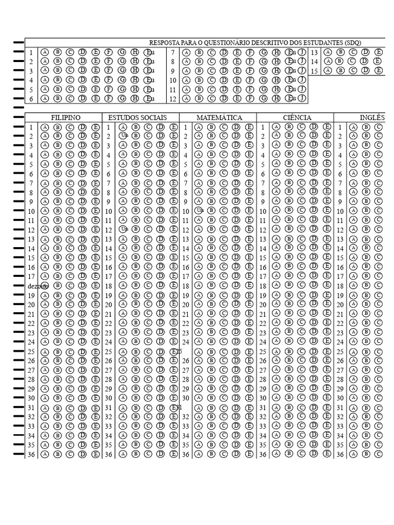 Folha de Respostas Nat | PDF