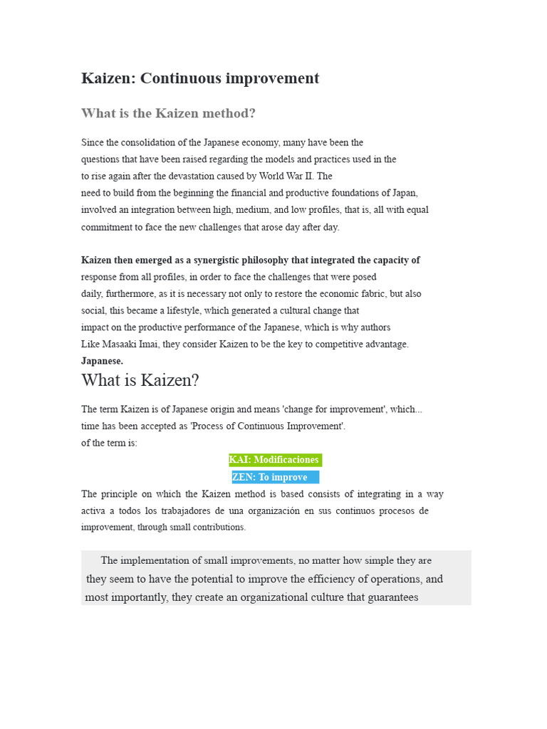 Understanding the Kaizen Methodology | PDF | Innovation | Investing