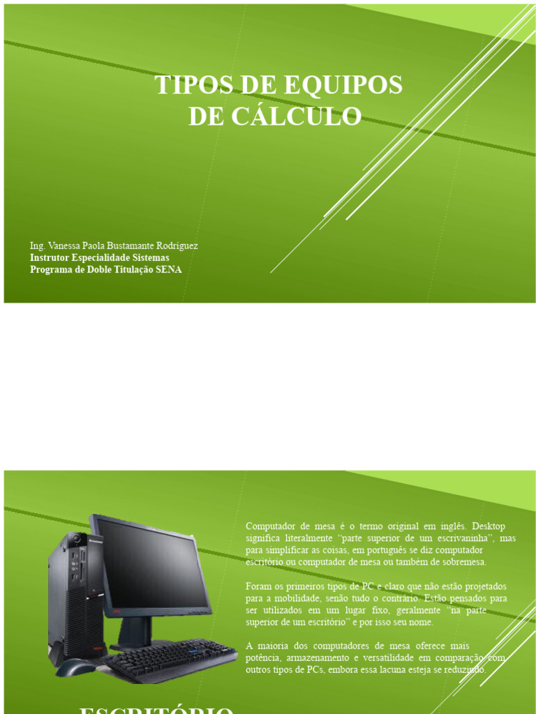 Tipos de Equipamentos de Cálculo | PDF | Notebook | Servidor (informática)