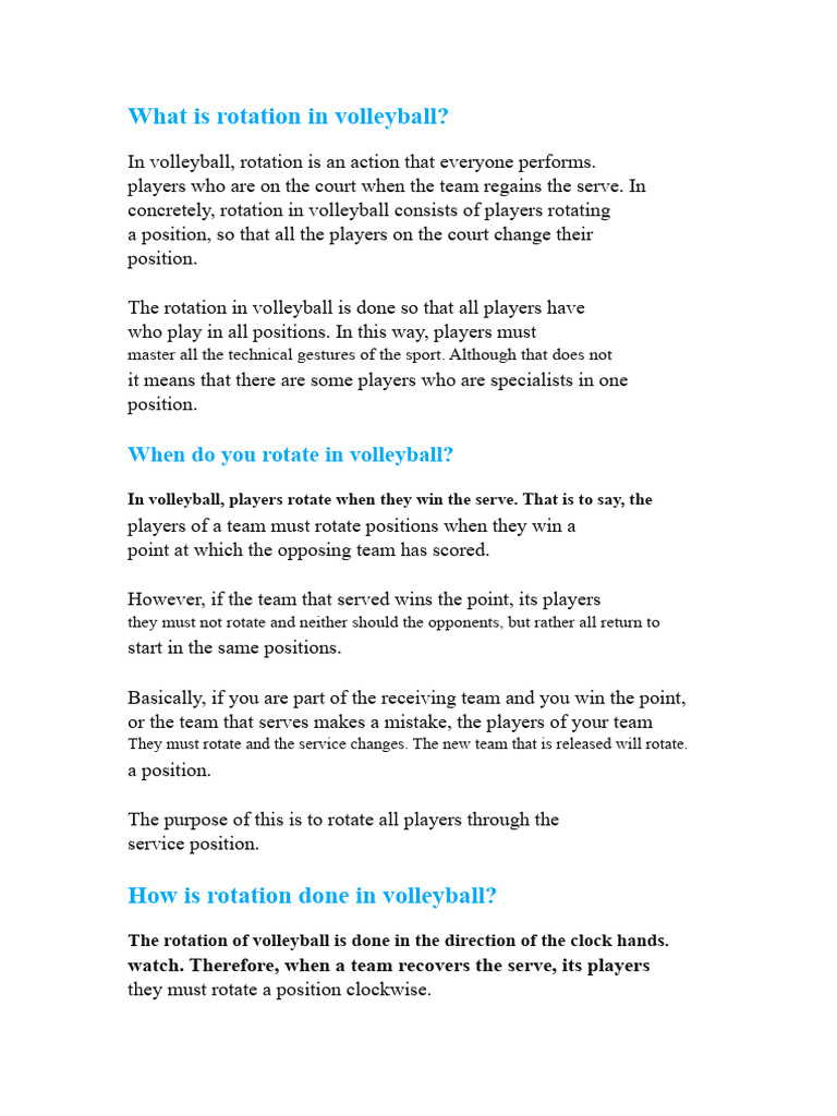 What Is Rotation in Volleyball? | PDF | Volleyball | Ball Games