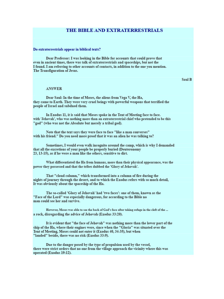 The Bible and the Extraterrestrials | PDF | Book Of Numbers | Moses