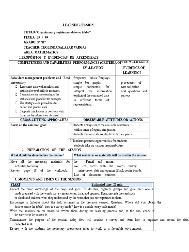 Organizing Data in Tables for Kids | PDF | Learning | Data