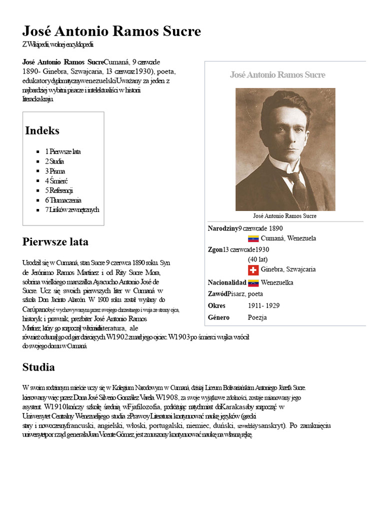José Antonio Ramos Sucre - Biografia | PDF