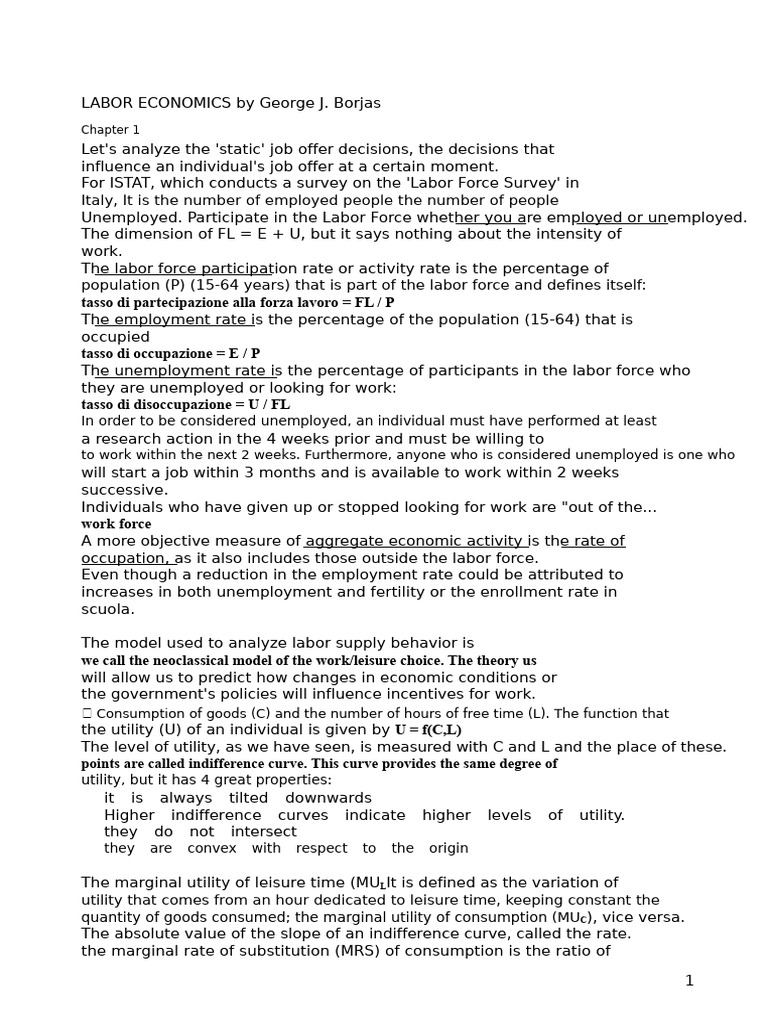 Labor Economics by Borjas Summary | PDF | Labour Economics | Elasticity ...