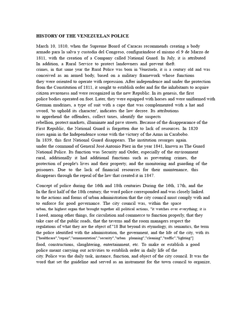 History of The Venezuelan Police | PDF | Venezuela | Police
