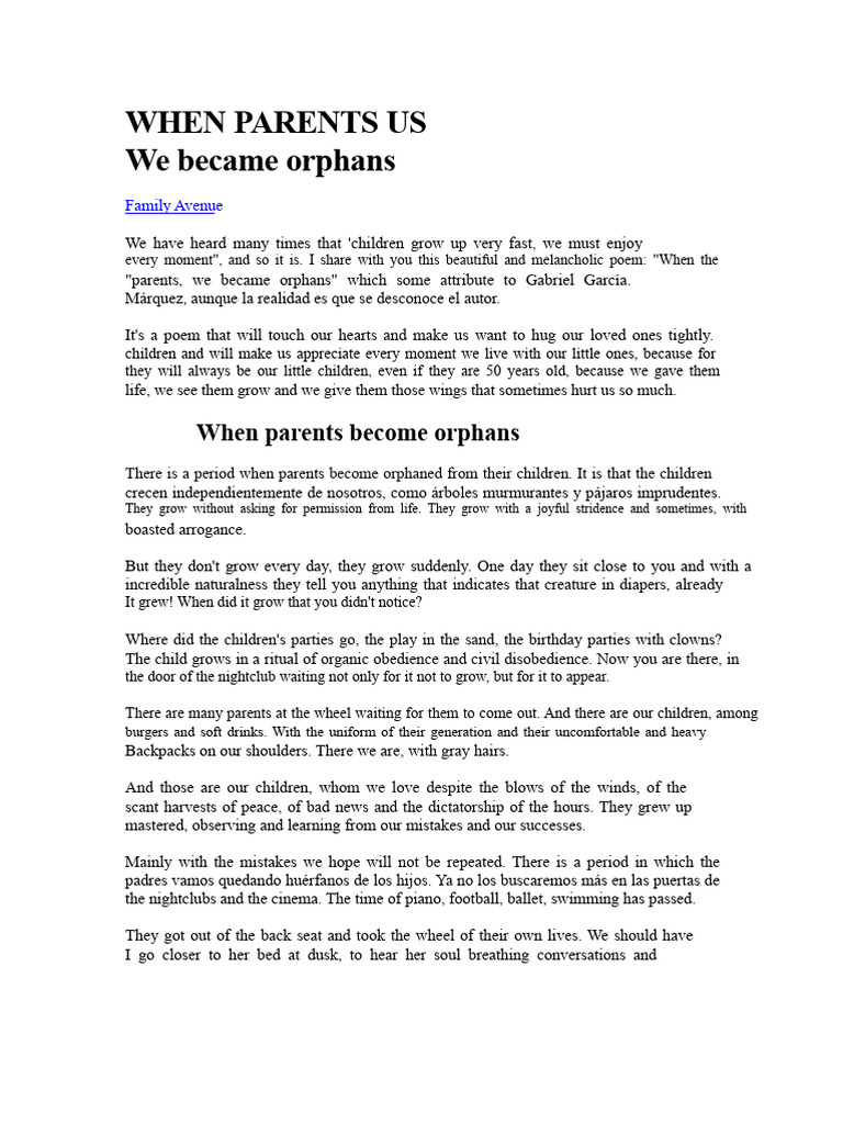 When Parents Become Orphans | PDF