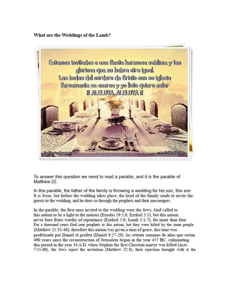 Understanding the Weddings of the Lamb | PDF | Gospel Of Matthew | Jesus