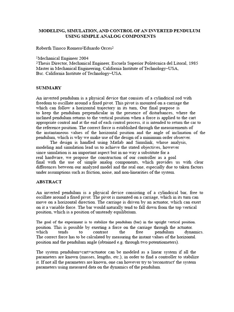 inverted pendulum | PDF | Control Theory | Pendulum