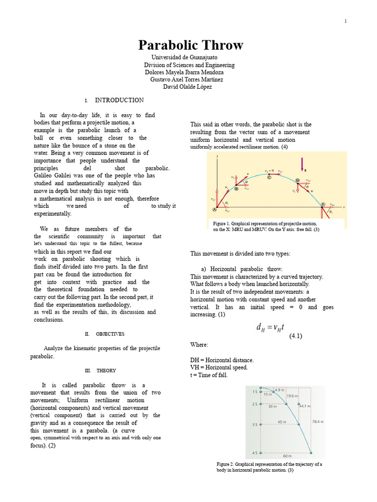 Parabolic Throw: Kinematics and Experiments | PDF | Motion (Physics ...