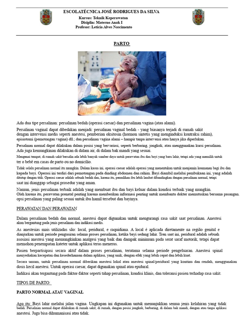 Jenis-Jenis Persalinan dan Perawatannya | PDF
