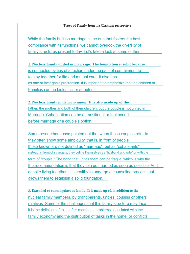 Christian Perspectives on Family Types | PDF | Family | Marriage