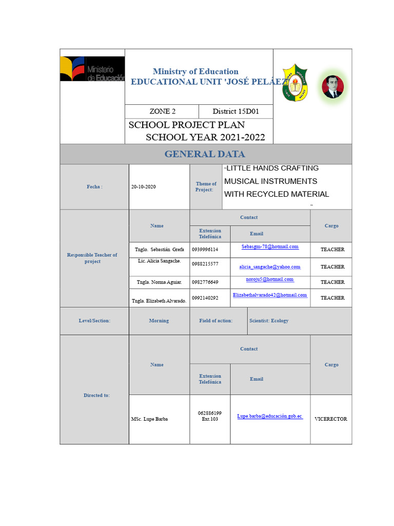 Recycled Musical Instruments Project Plan | PDF | Musical Instruments ...