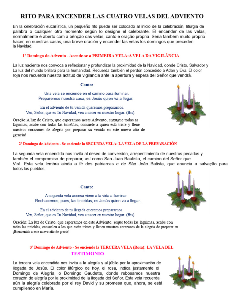 Rito para Encender Las Cuatro Velas de Adviento | PDF | Adviento | Vela