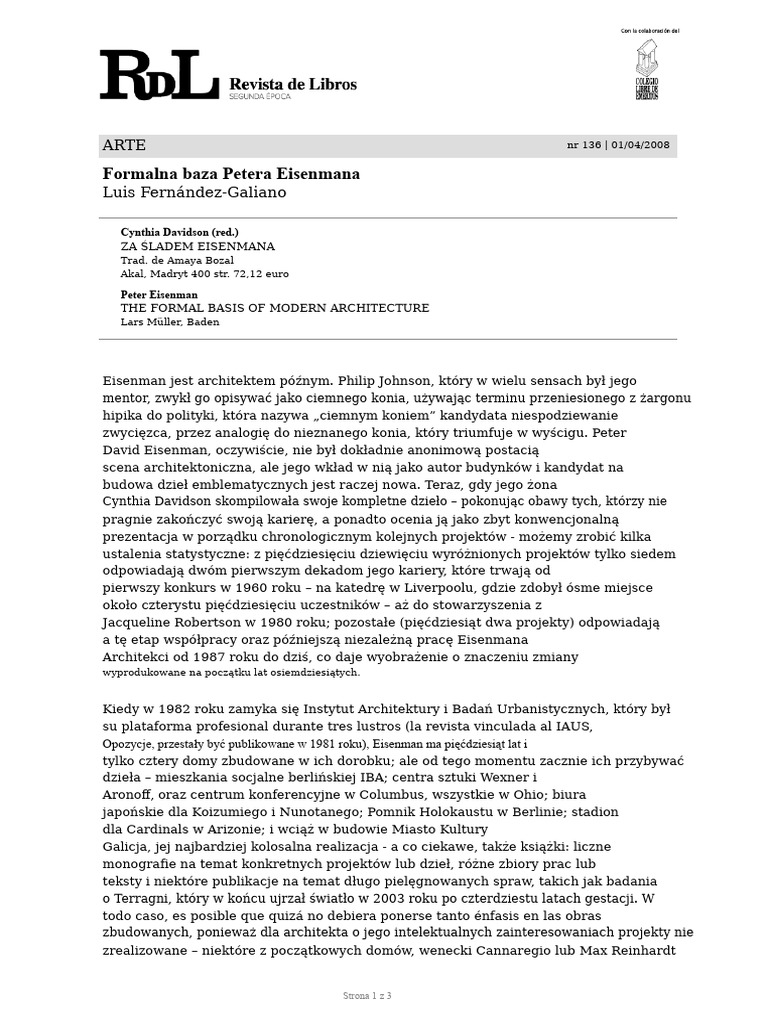 Formalna Baza Petera Eisenmana | PDF