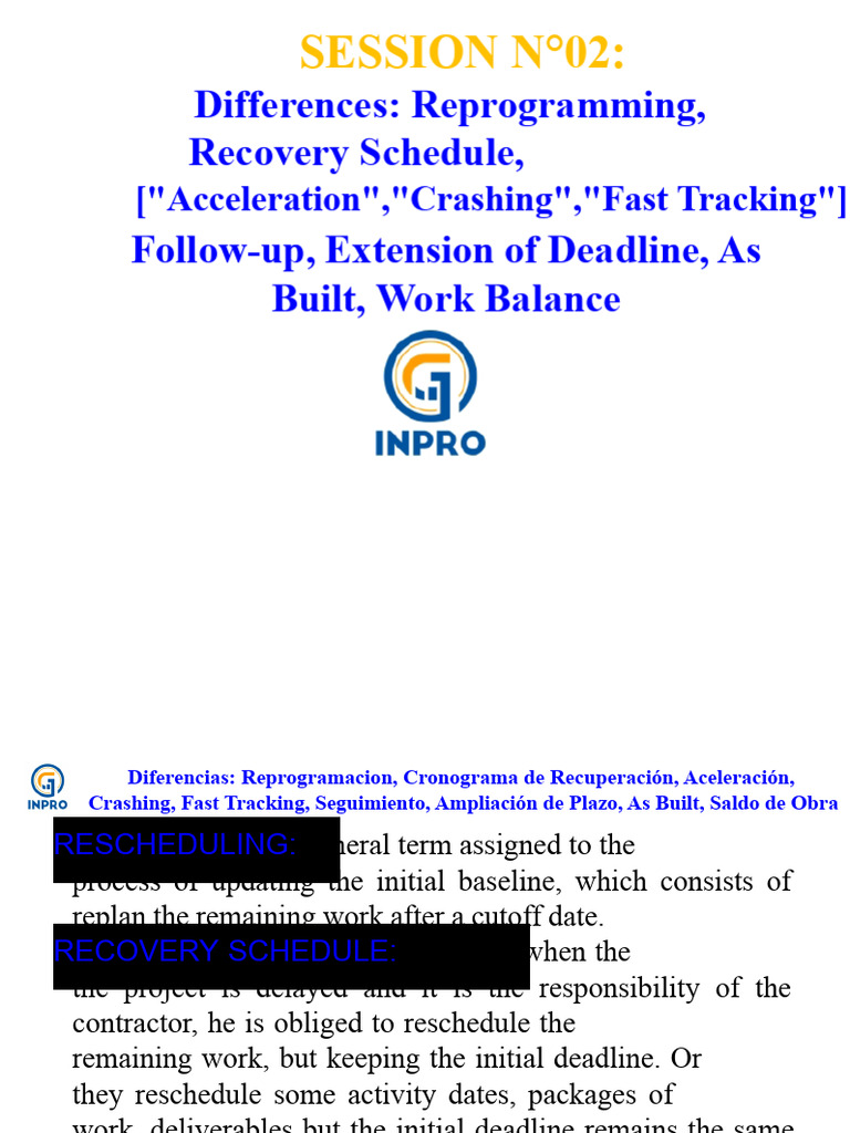Class 02 Differences Reprogramming Recovery Schedule Acceleration | PDF