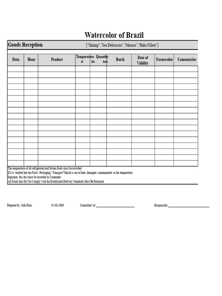 Goods Receipt Form Fish | PDF