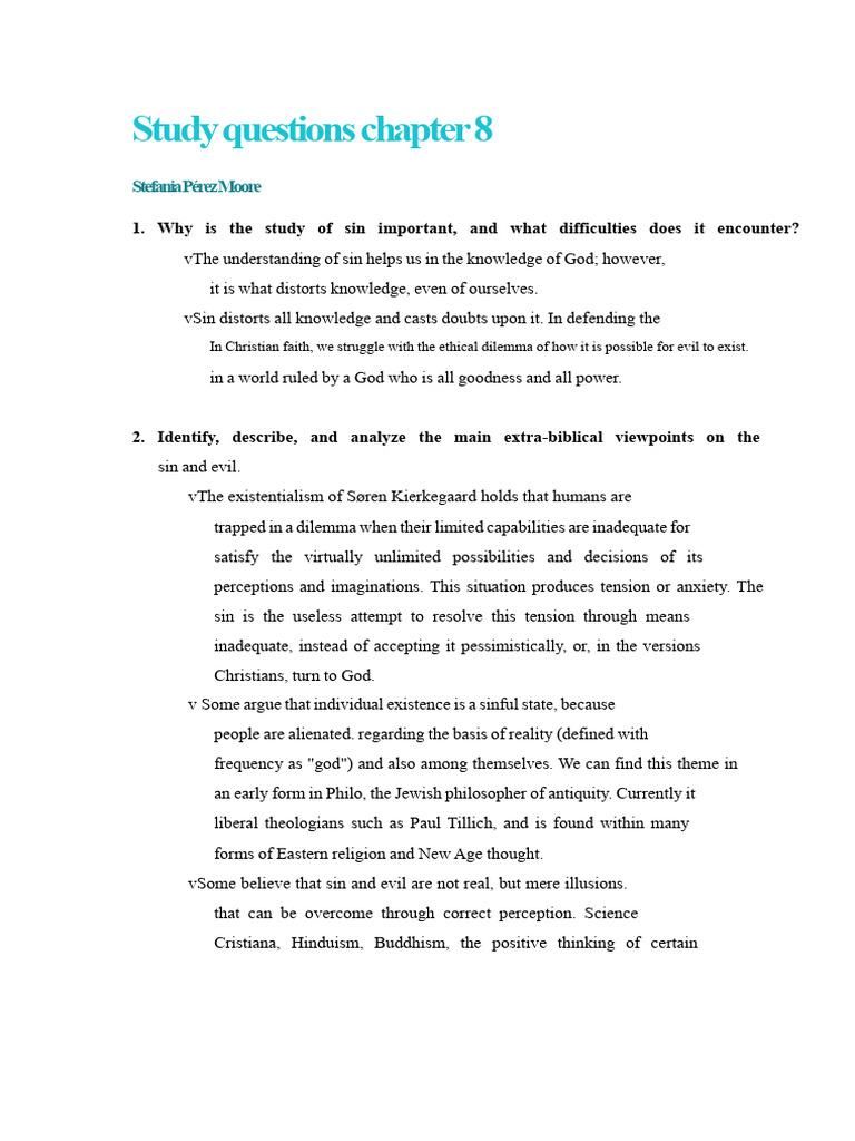 Study Questions Chapter 8 PDF | PDF | Original Sin | Sin