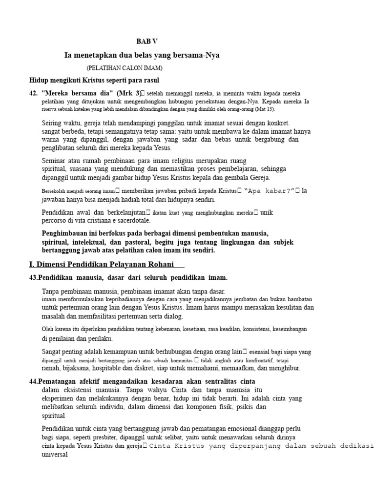Ringkasan Bab 5 Pastores Dabo Vobis | PDF