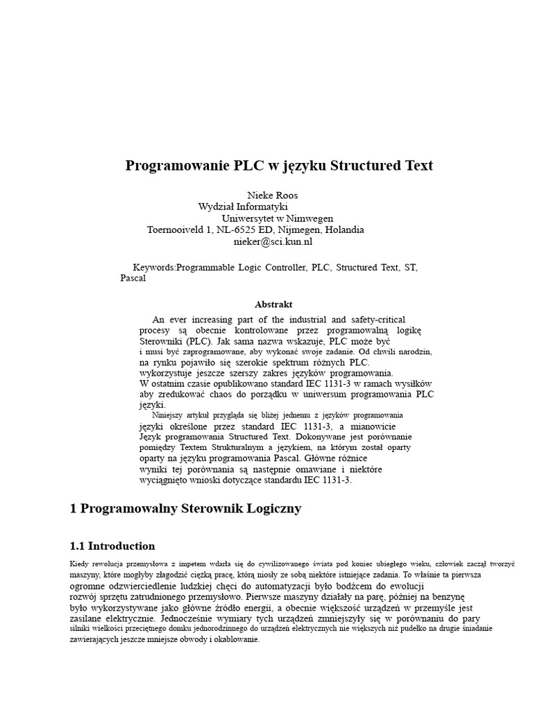 Programowanie PLC Za Pomocą Tekstu Strukturalnego | PDF