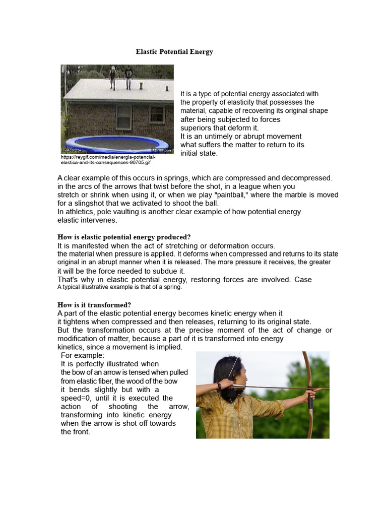 ELASTIC POTENTIAL ENERGY | PDF | Elasticity (Physics) | Potential Energy