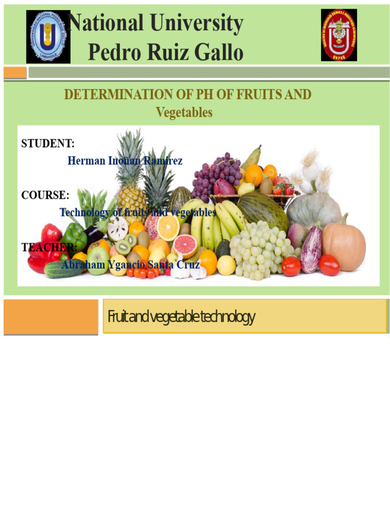PH Practice of Some Fruits and Vegetables | PDF | Foods | Fruit
