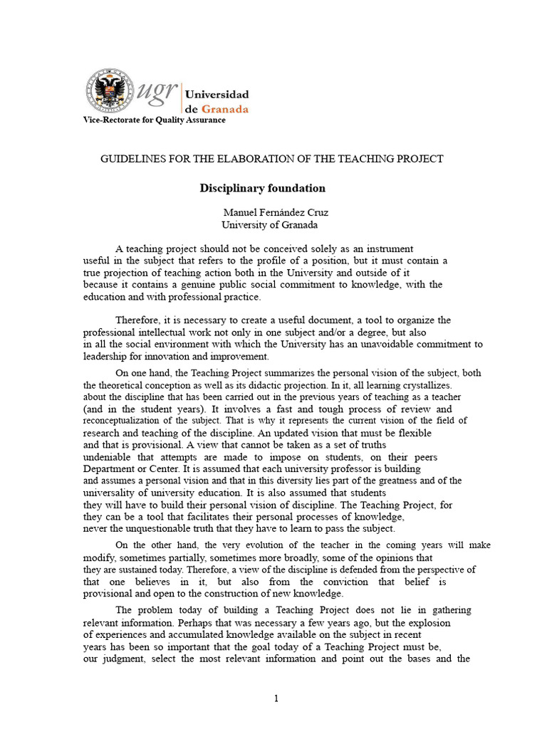 Teaching Project Guidelines Overview | PDF | Knowledge | Curriculum