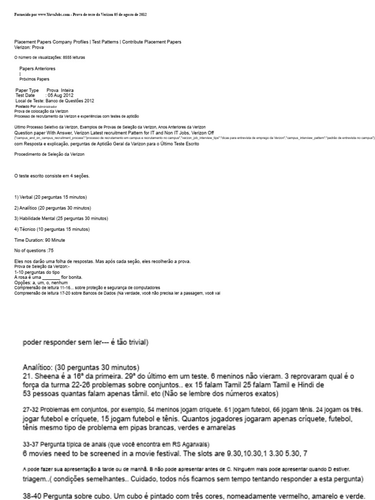 Exemplo de Teste da Verizon | PDF | Rede de computadores | Kernel ...