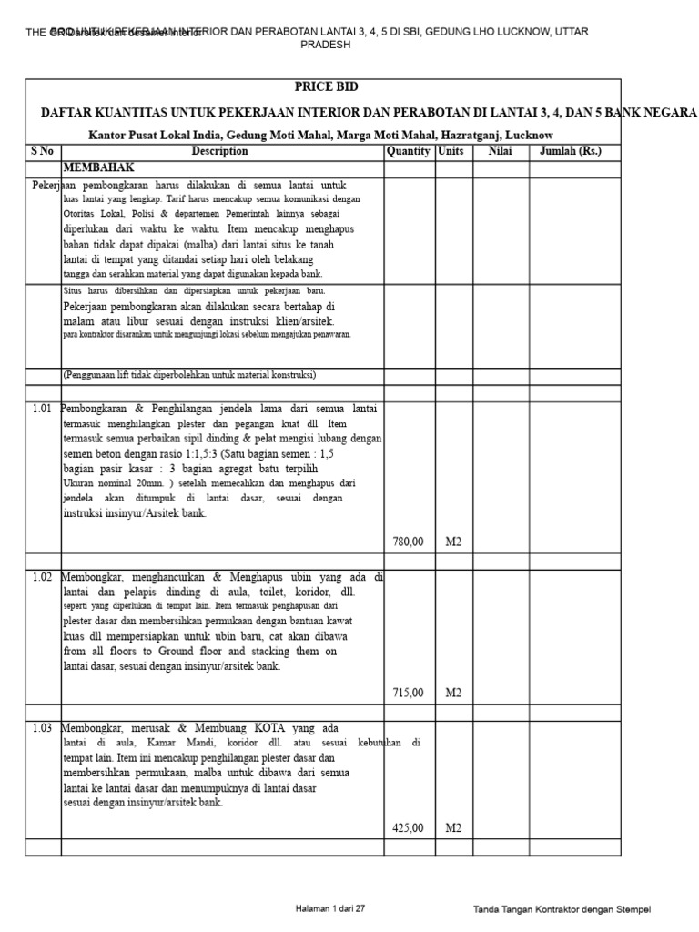 BOQ Interior (Final) | PDF