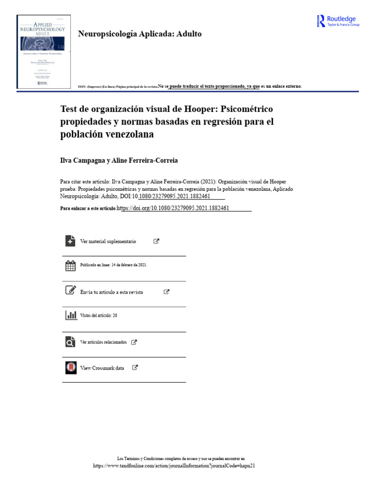 Prueba de organización visual de Hooper Psicométrica (1) | PDF ...