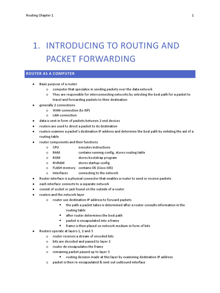 01.introducing To Routing and Packet Forwarding | PDF | Router (Computing) | Routing