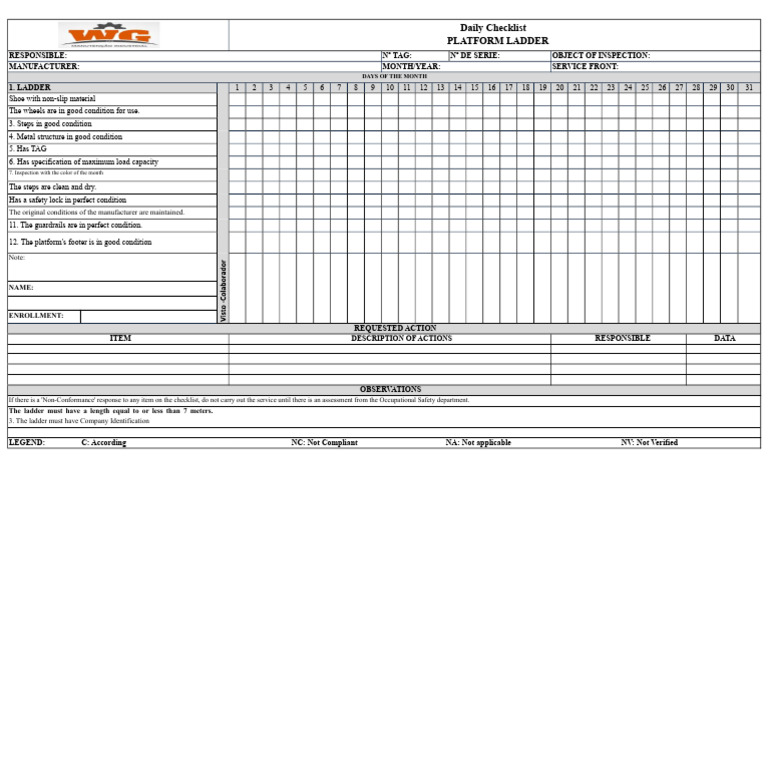 CHECKLIST - Platform Ladder | PDF